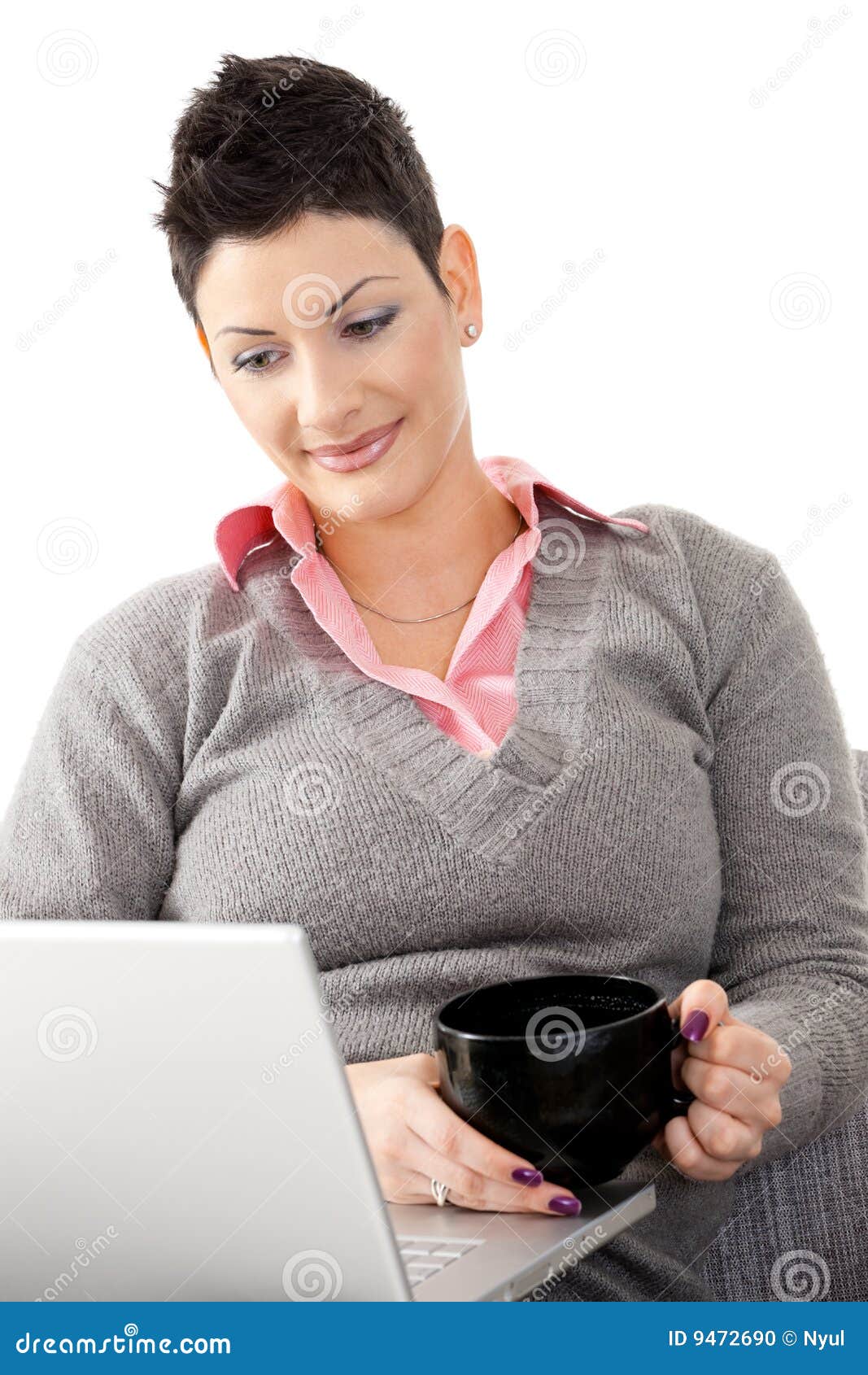 Woman using computer stock photo. Image of interior, indoor - 9472690