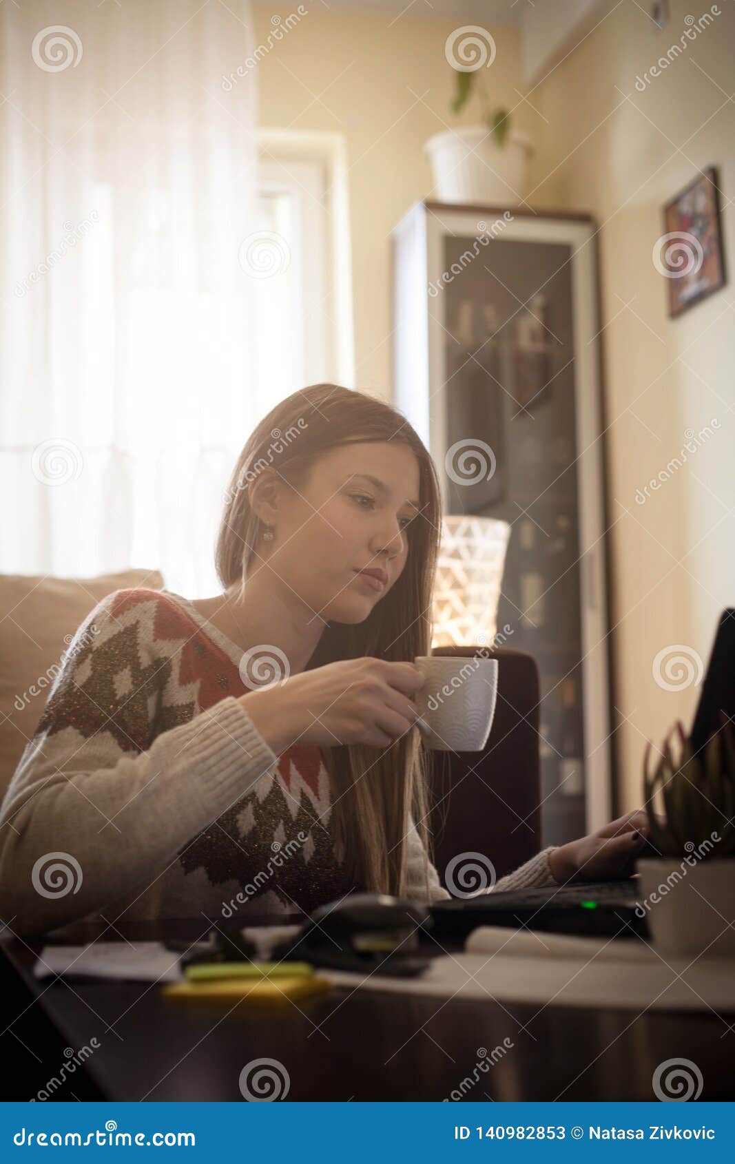 Coffee break at work. stock image. Image of collar, learning - 140982853