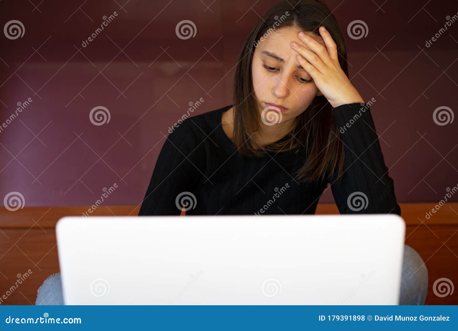 Woman Using Computer with Headache Stock Photo - Image of ache ...