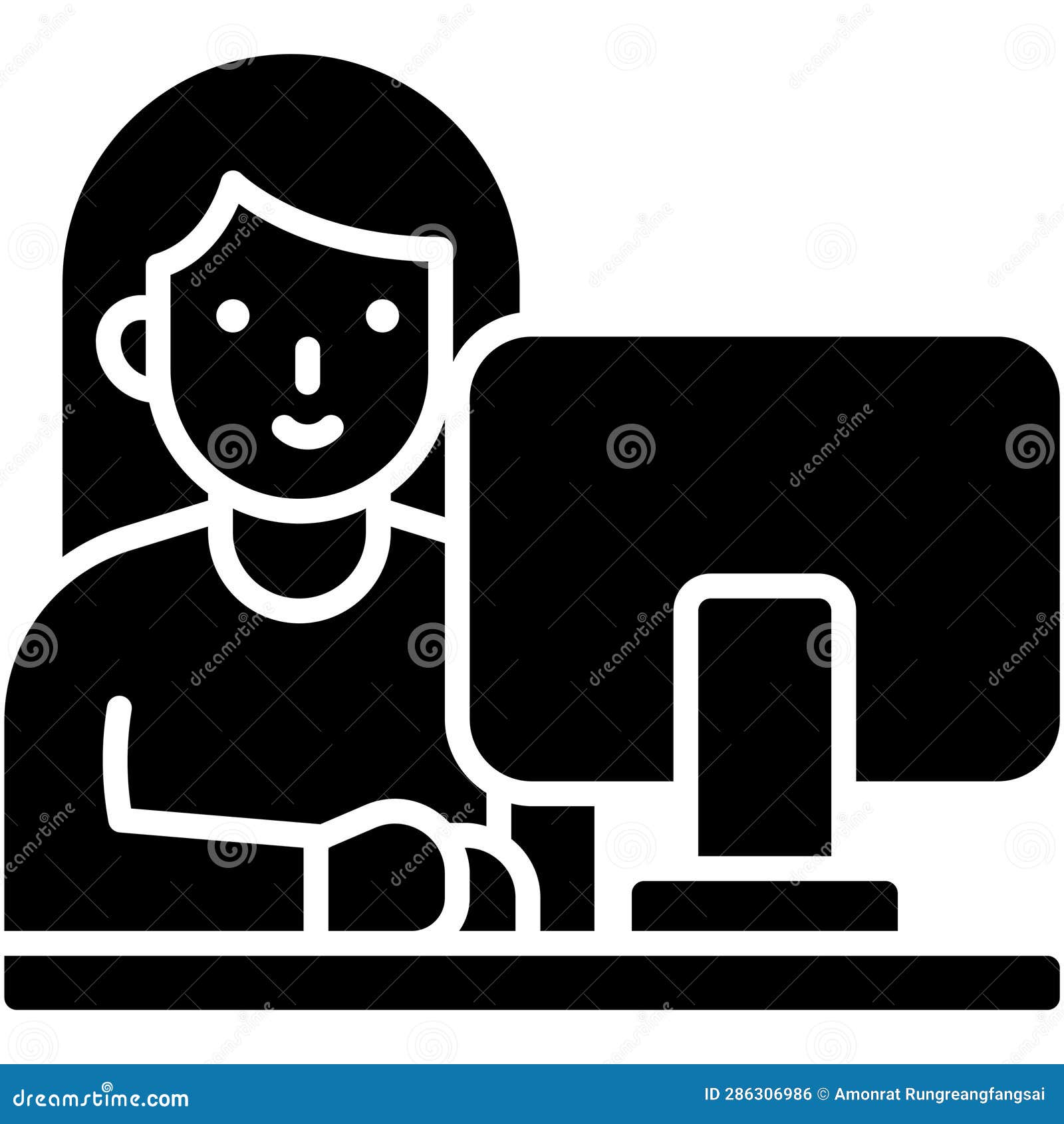 Woman Using Computer Icon, an Avatar that is Related To Education Stock ...