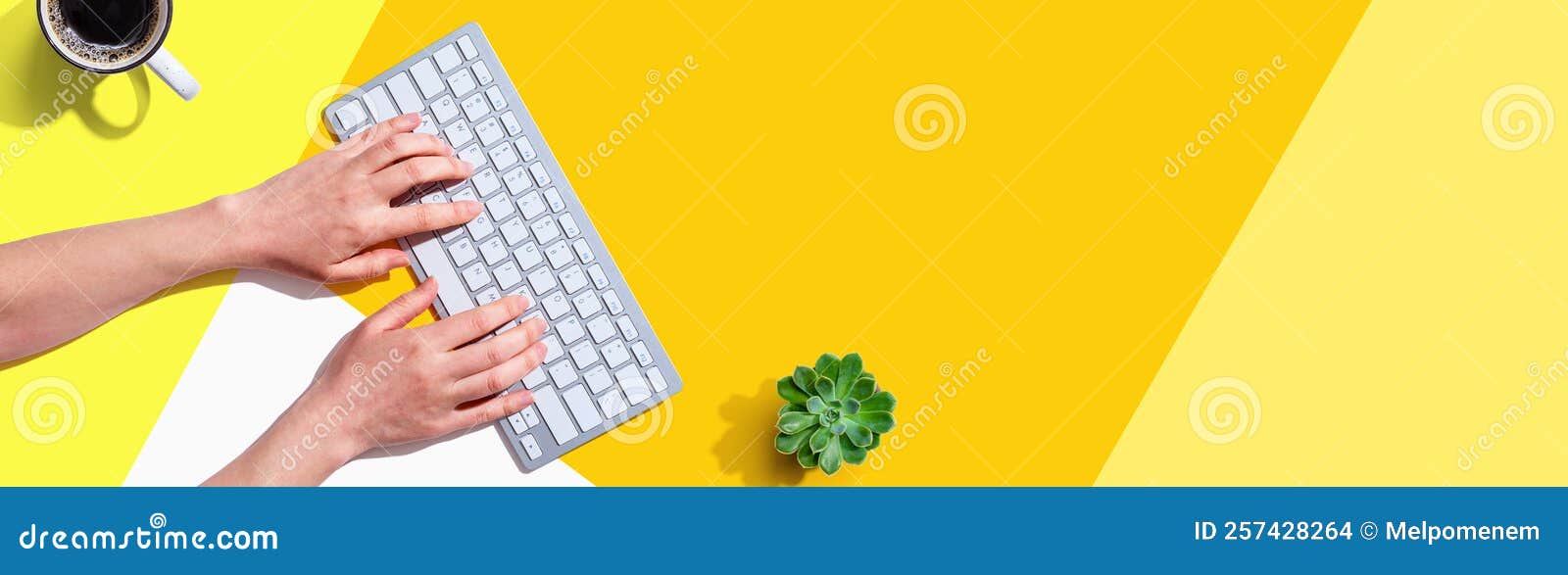 Woman Using a Computer Keyboard Stock Photo - Image of yellow, business ...