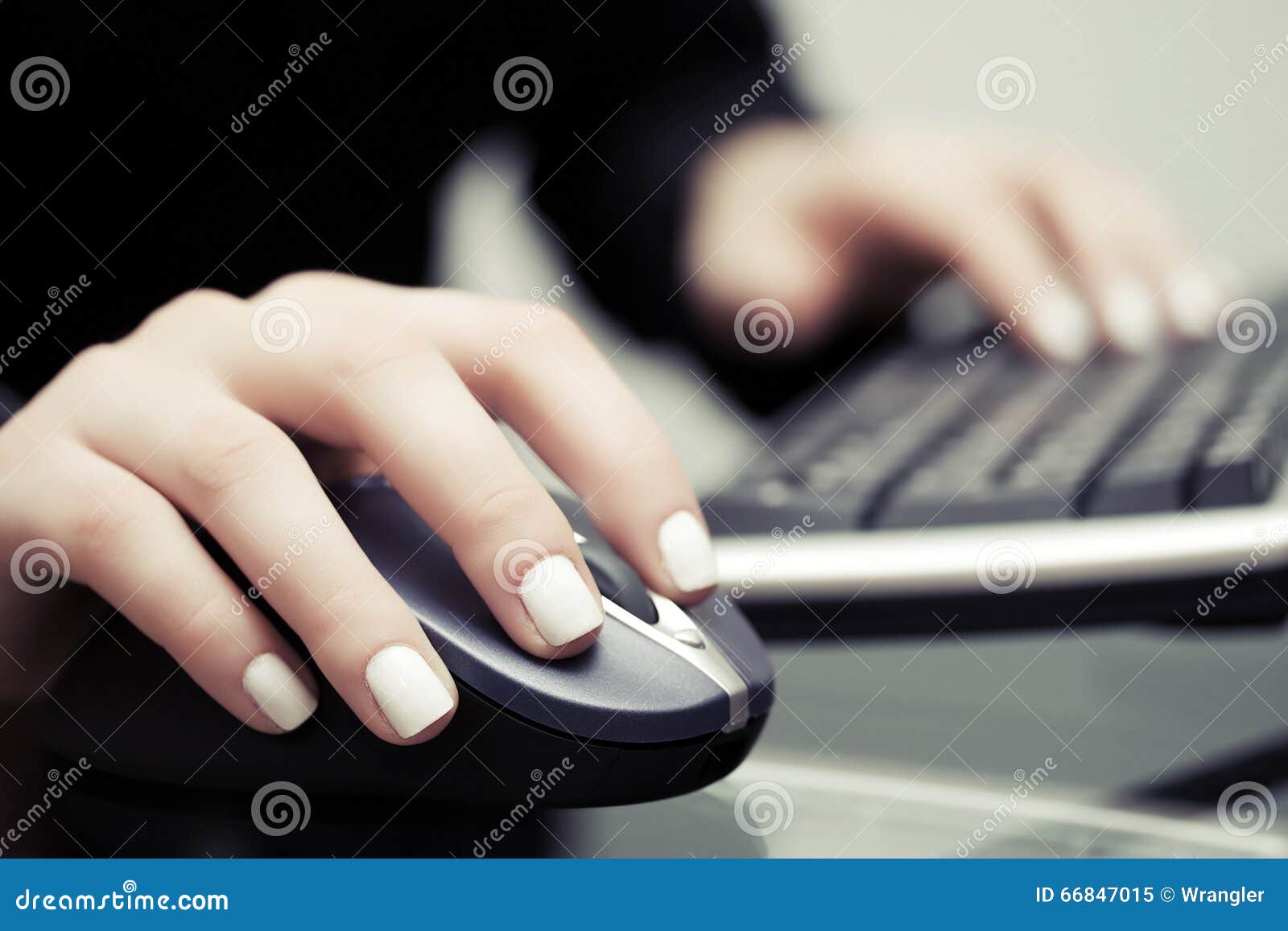 Woman Using Computer Mouse and Keyboard Stock Image - Image of ...