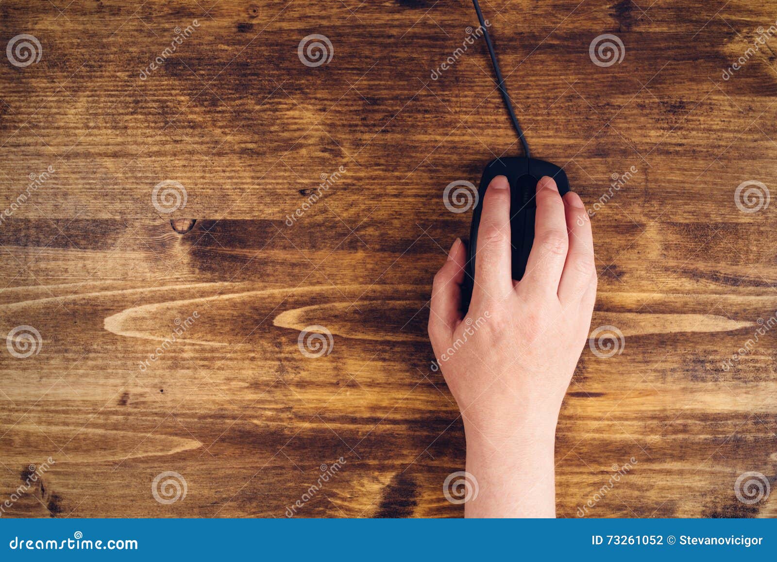 Woman Using Computer Mouse, Top View Stock Photo - Image of working ...