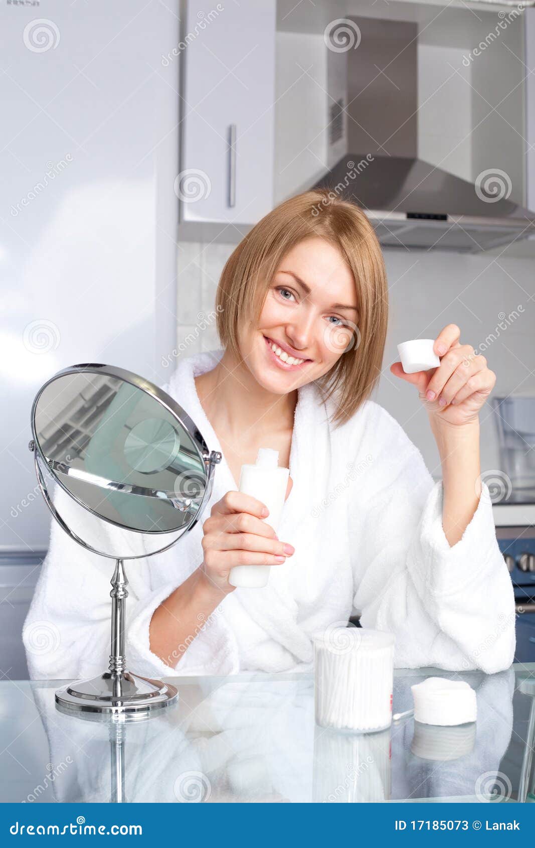 Woman using cosmetics stock image. Image of caucasian - 17185073