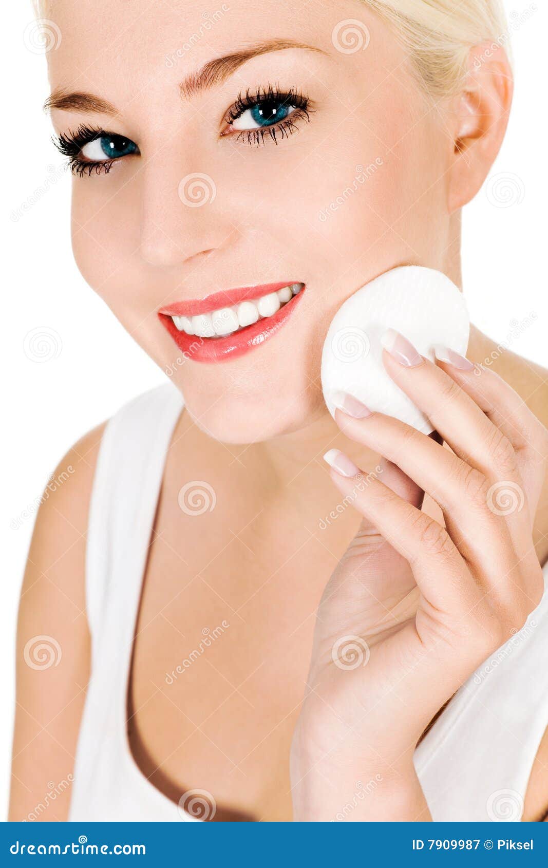 Woman using cotton pad stock image. Image of healthy, holding - 7909987