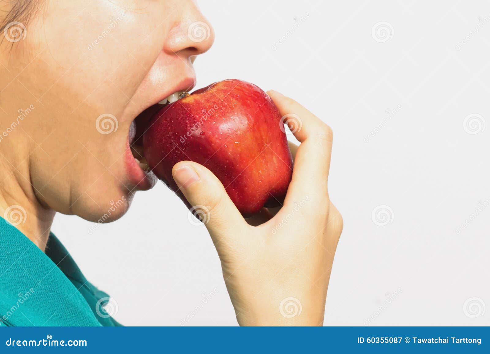 Woman Using Dental Bite the Apple. Stock Image - Image of fresh, mouth ...