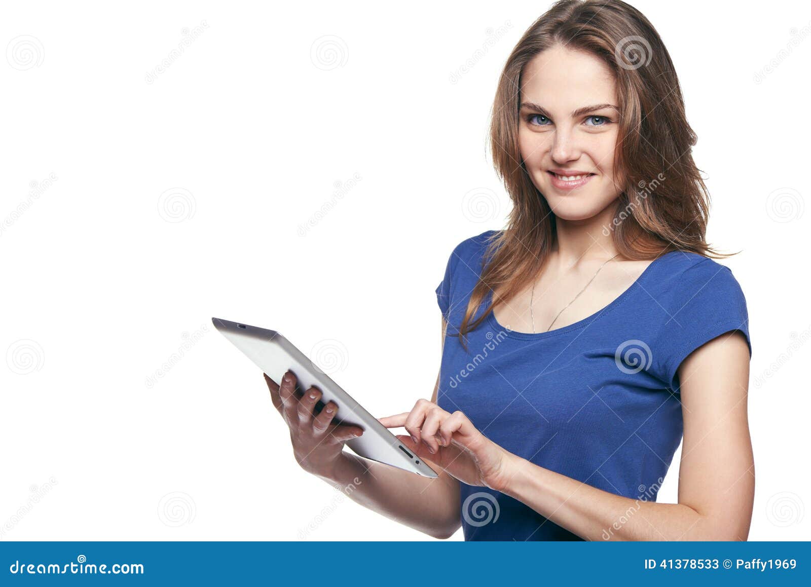 Woman using digital tablet stock image. Image of computer - 41378533