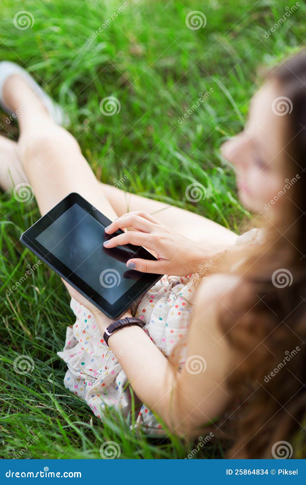 Woman Using Digital Tablet Outdoors Stock Photo - Image of young ... Woman Using Digital Tablet Outdoors Stock Photo - Image of young ...