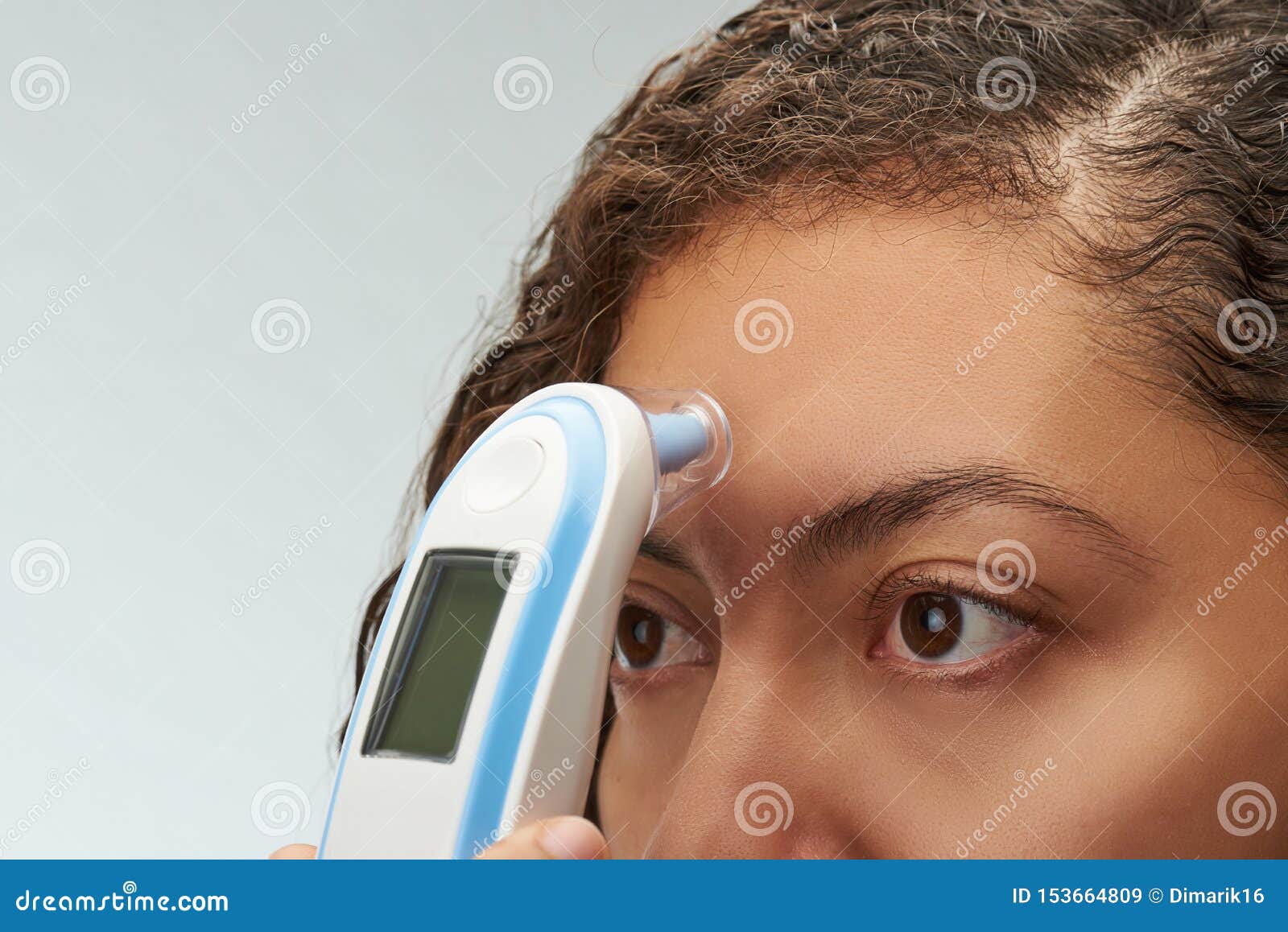Woman Using Digital Thermometer Stock Image - Image of fever, check ...