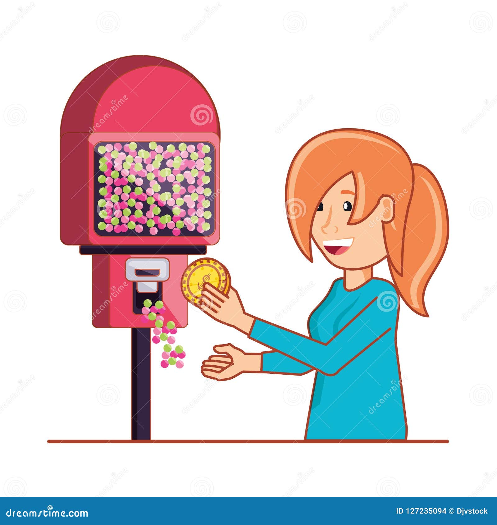 Woman Using Dispenser Machine Electronic Stock Vector - Illustration of ...
