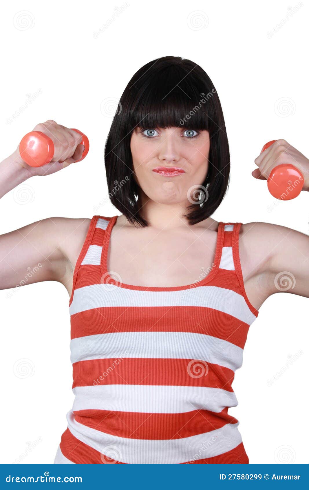 Woman using dumbbells stock image. Image of cute, healthy - 27580299