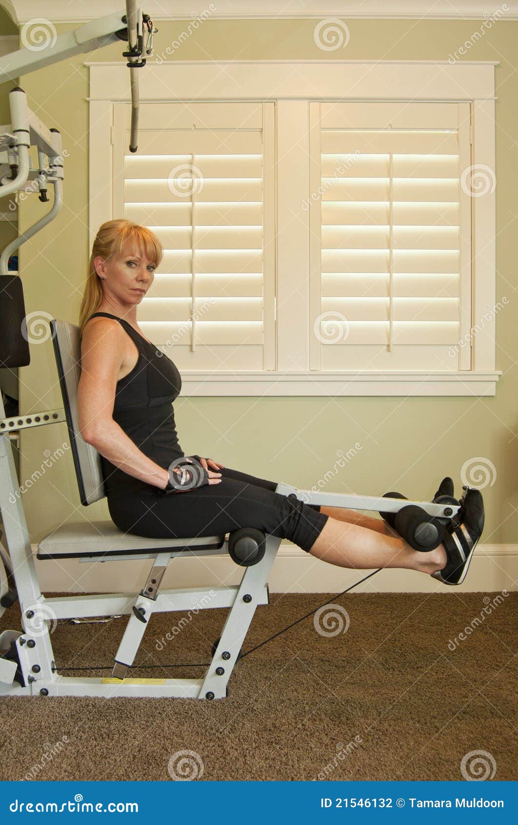 Woman Using Exercise Machine Stock Photo - Image of muscle, woman: 21546132