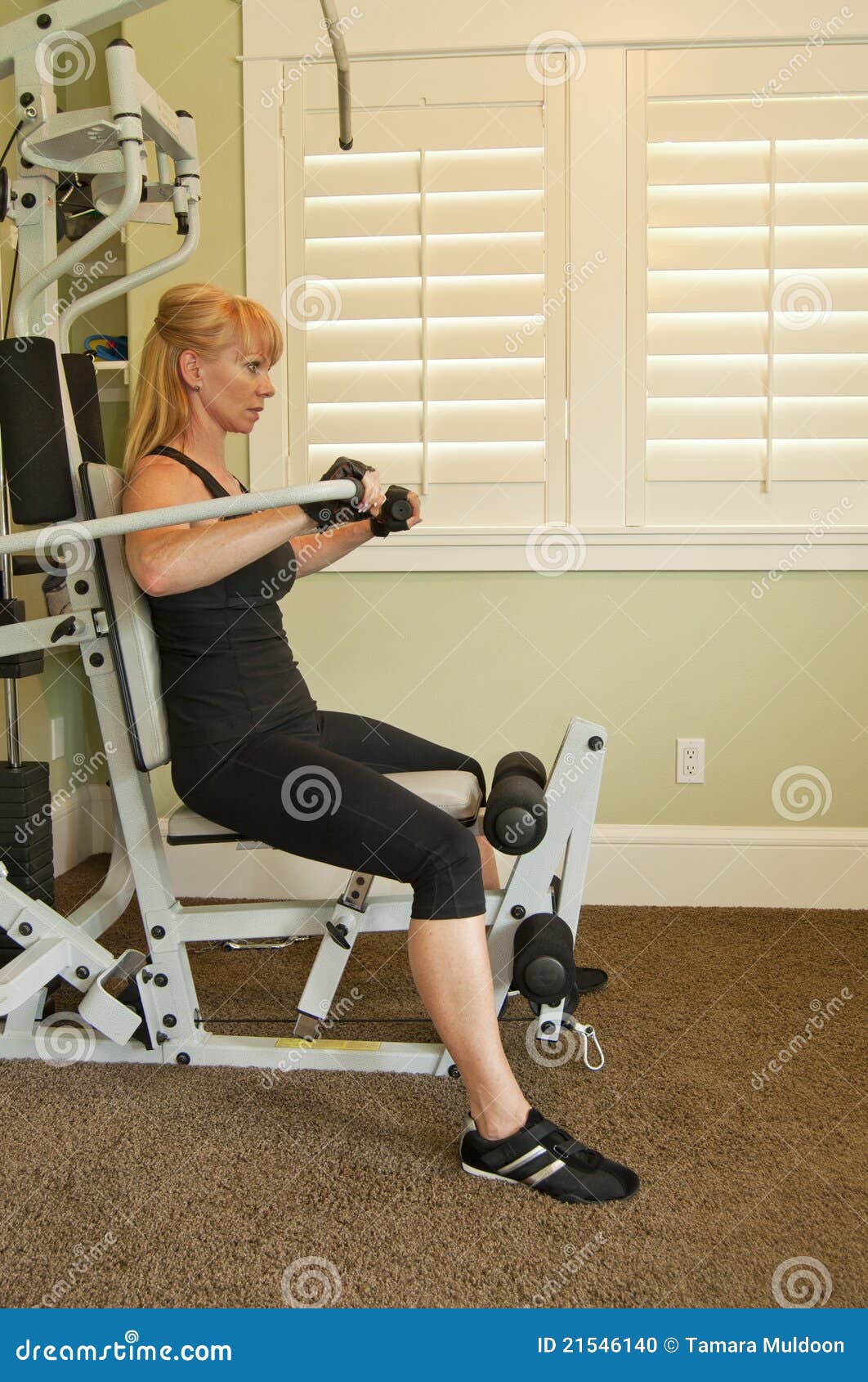 Woman Using Exercise Machine Stock Photo - Image: 21546140