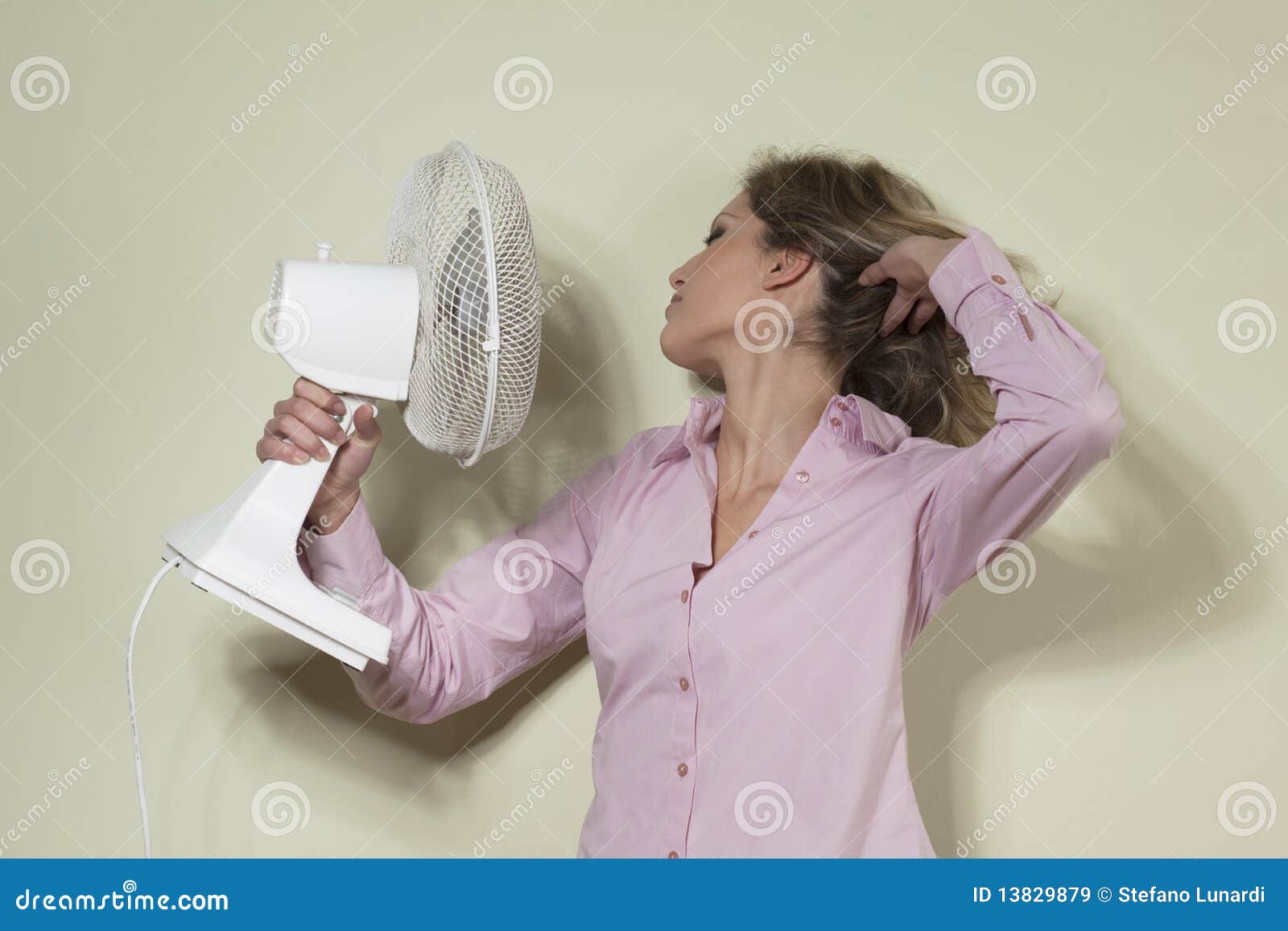 Woman using a fan stock image. Image of copy, women, female - 13829879