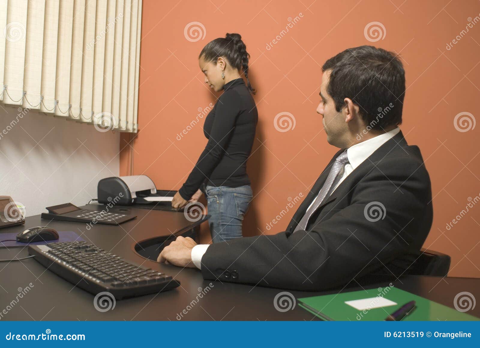 Woman Using Fax Machine - Horizontal Stock Image - Image of boss ...
