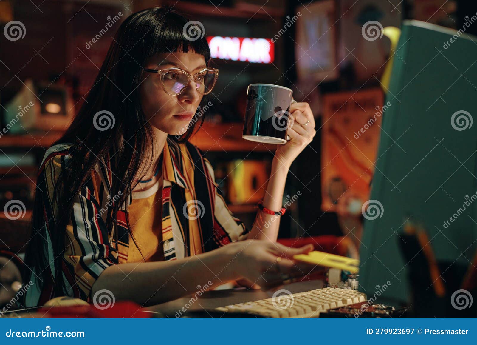 Woman Using Floppy Disk To Save Information Stock Image - Image of ...