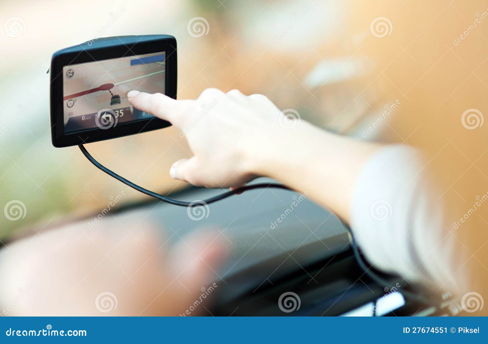 Woman using GPS in car stock image. Image of transportation - 27674551