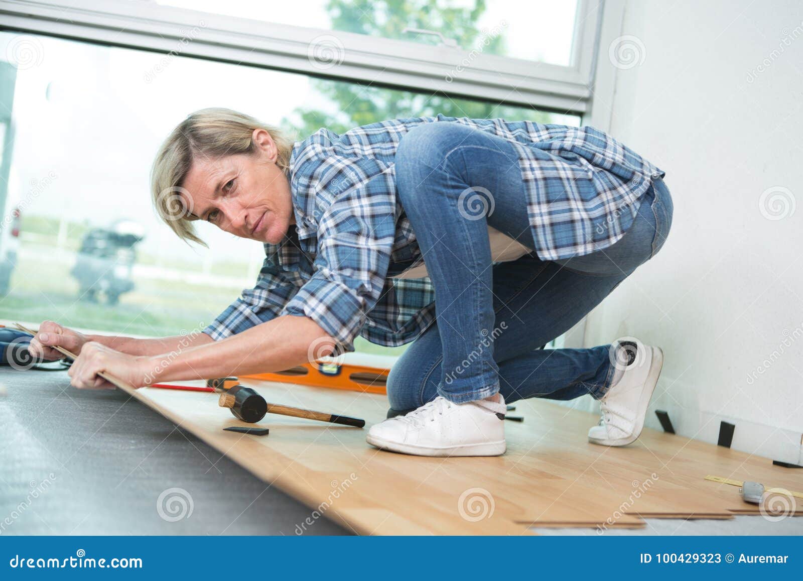 Woman Using Hammer and Chisel Stock Image - Image of makeover, ruler ...