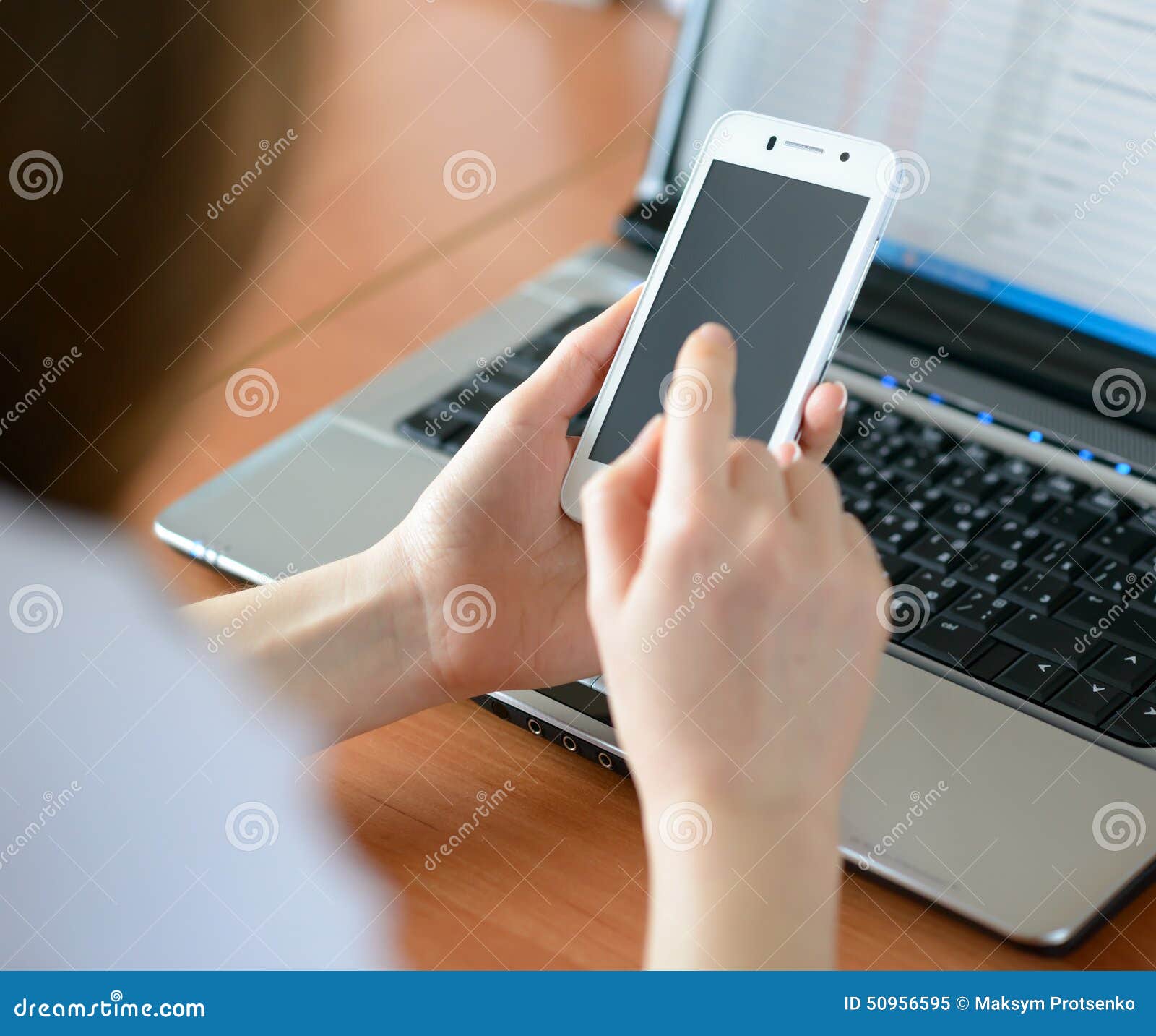 Woman Using Her Mobile Smart Phone at Home Stock Image - Image of ...