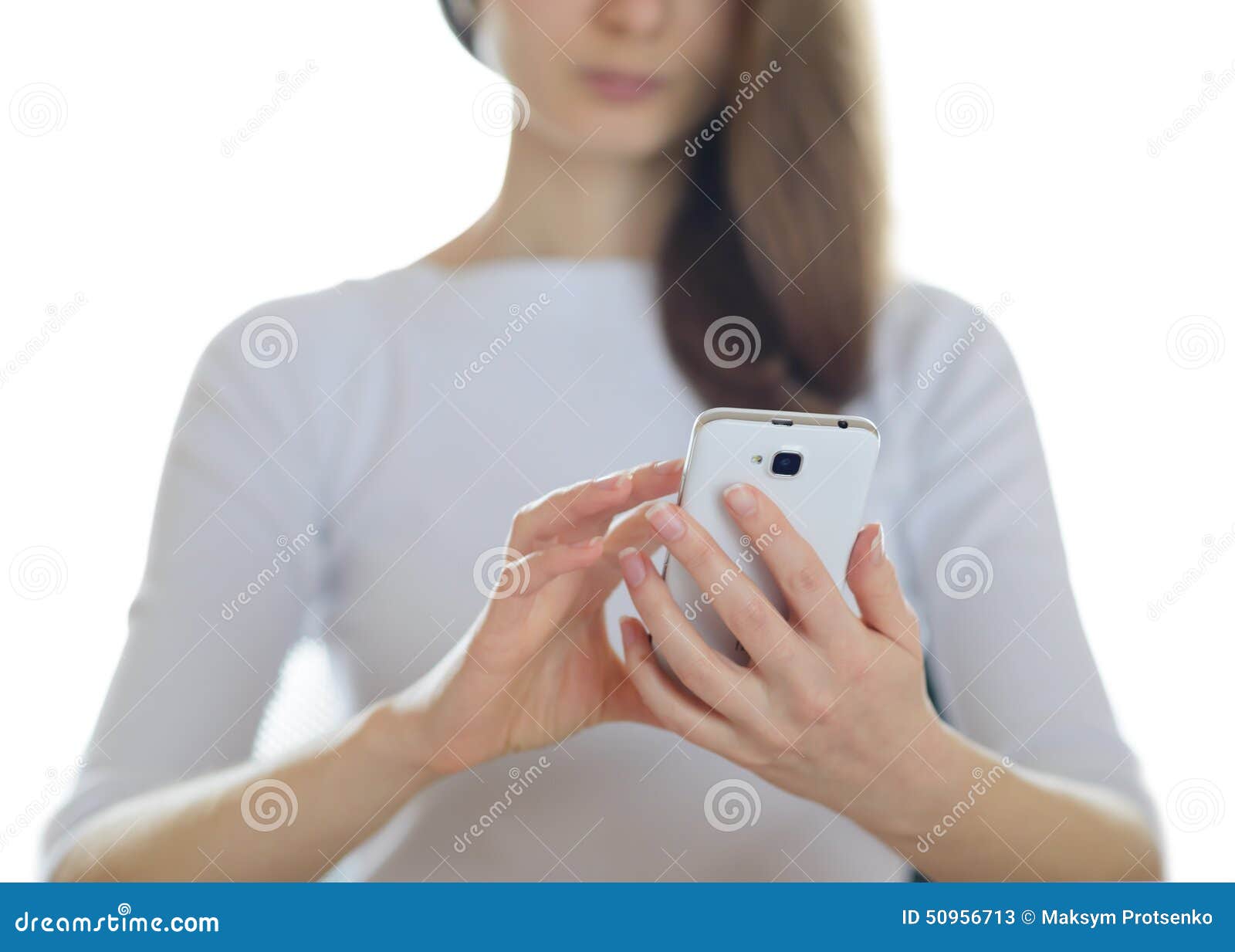 Woman Using Her Mobile Smart Phone at Home Stock Image - Image of ...