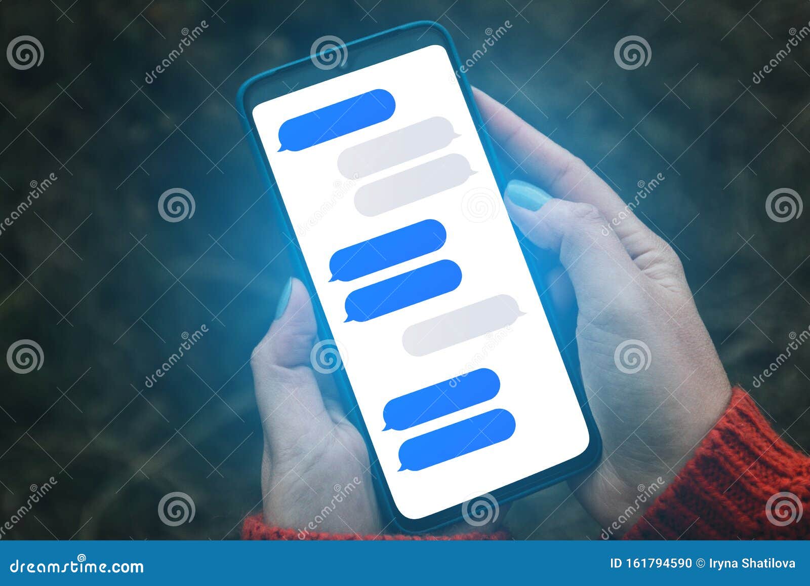 Woman Using Instant Messaging App on Smartphone Stock Photo - Image of ...