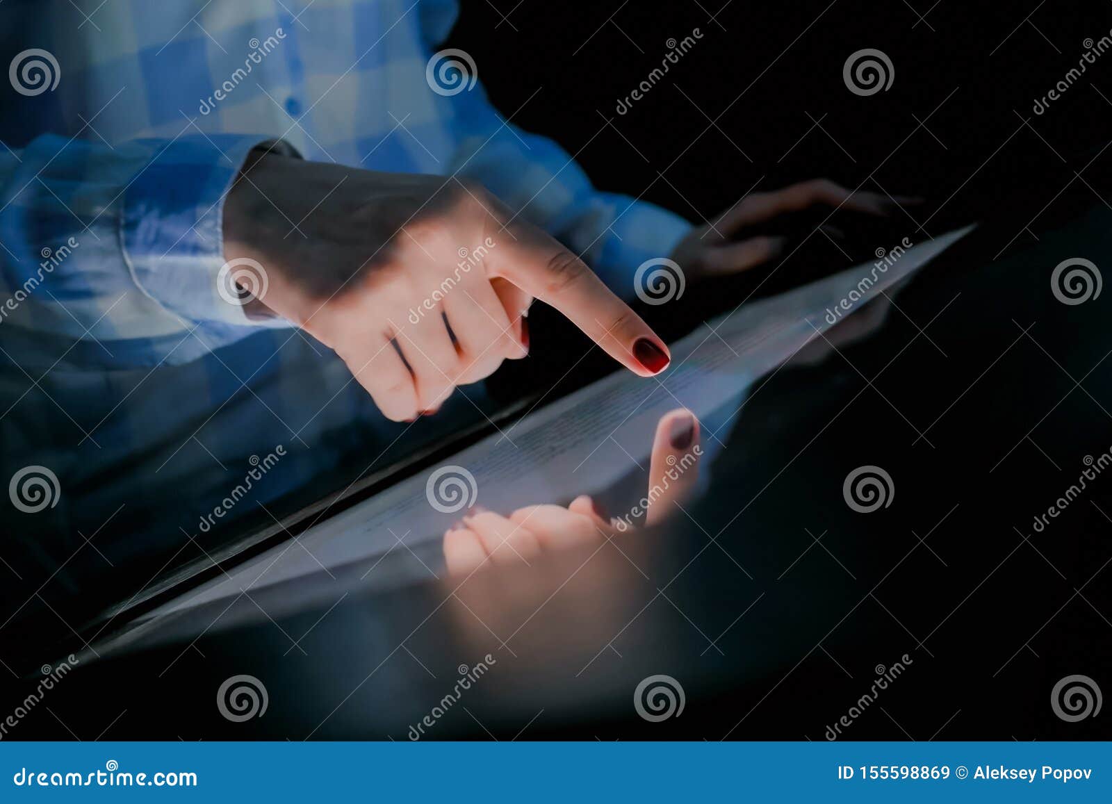 Woman Using Multimedia Touchscreen Display of Interactive Kiosk Stock ...