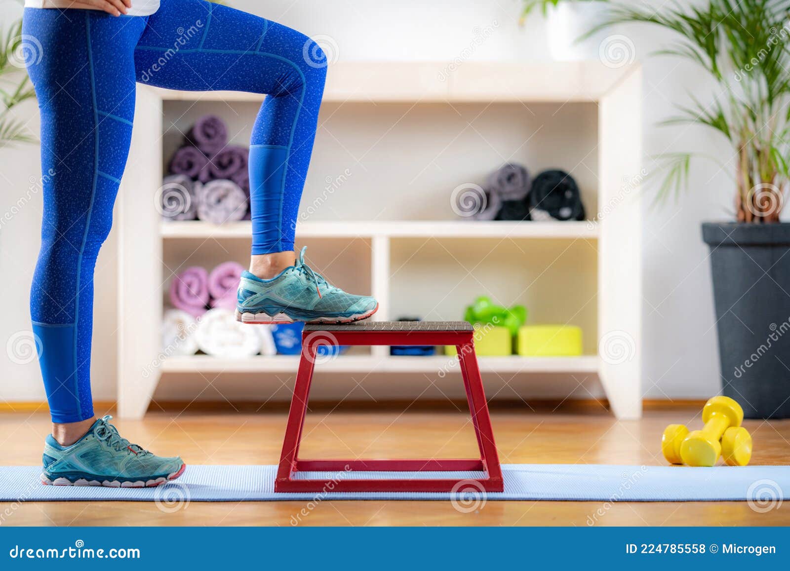 Woman Using Jumping Stool during Training Stock Photo - Image of ...