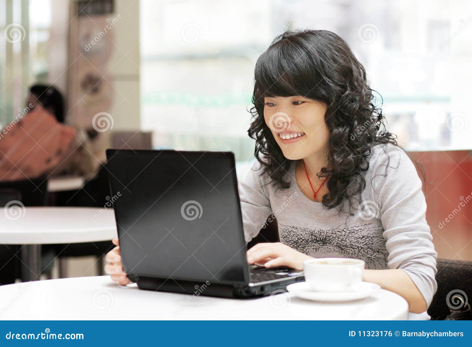 Woman Using a Laptop Computer Stock Photo - Image of lady, pleased ...