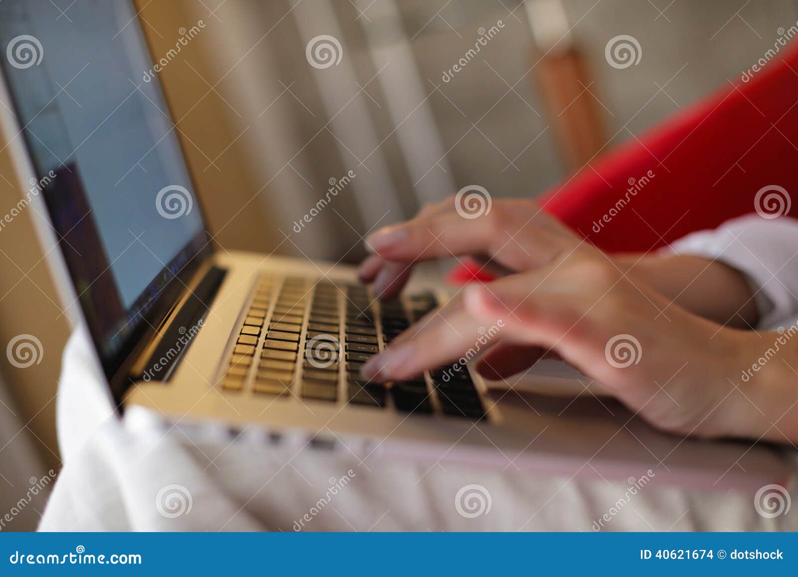 Woman Using a Laptop Computer at Home Stock Photo - Image of home ...