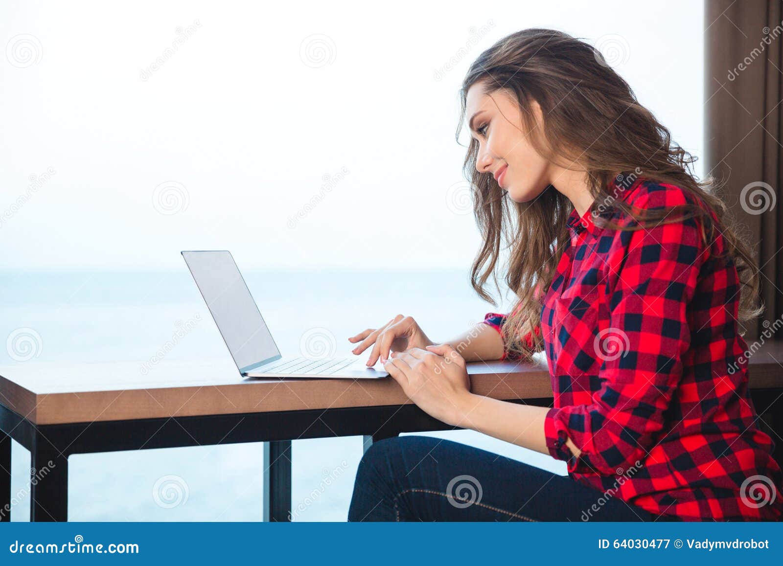 Woman Using Laptop Computer Stock Image - Image of brunette, connection ...