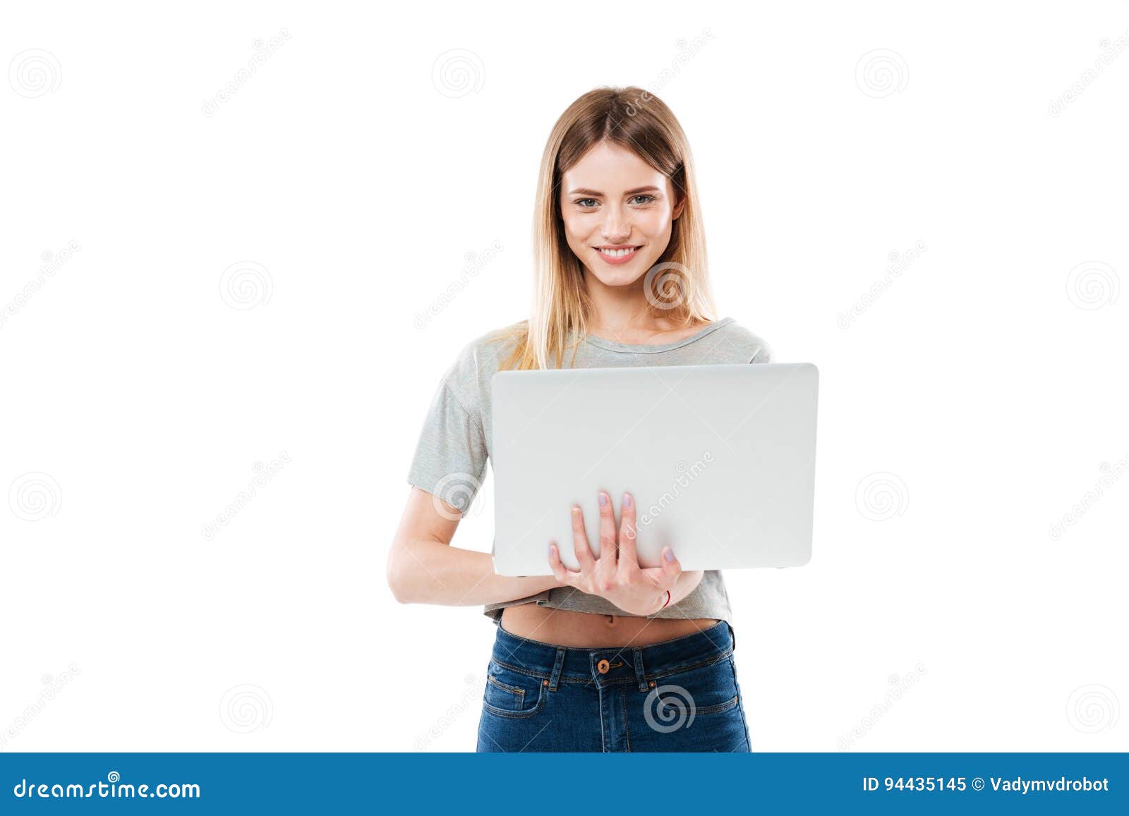 Woman Using Laptop Computer Stock Image - Image of attractive, laptop ...