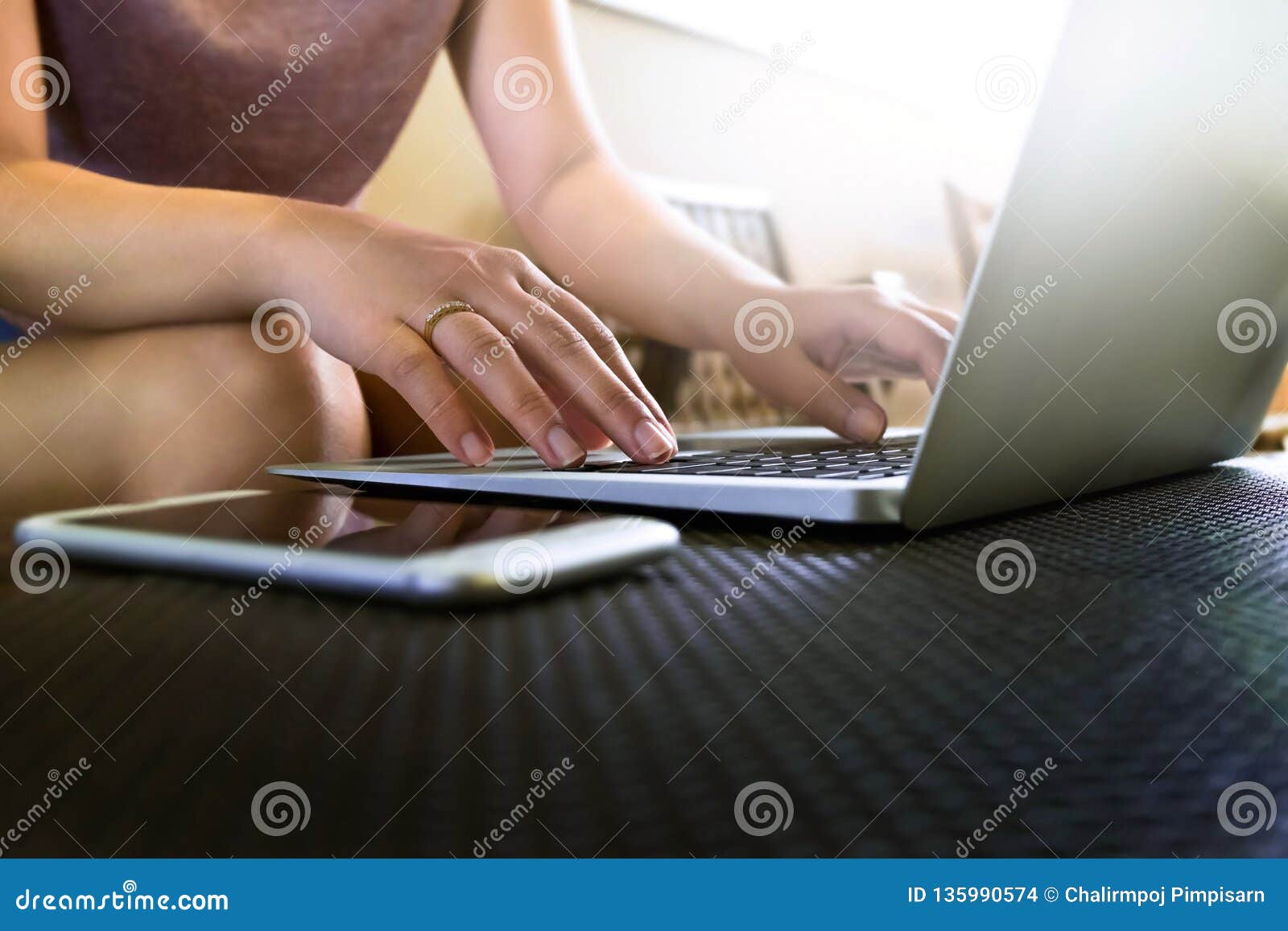 Woman Using Laptop, Searching Web, Browsing Information Stock Photo ...