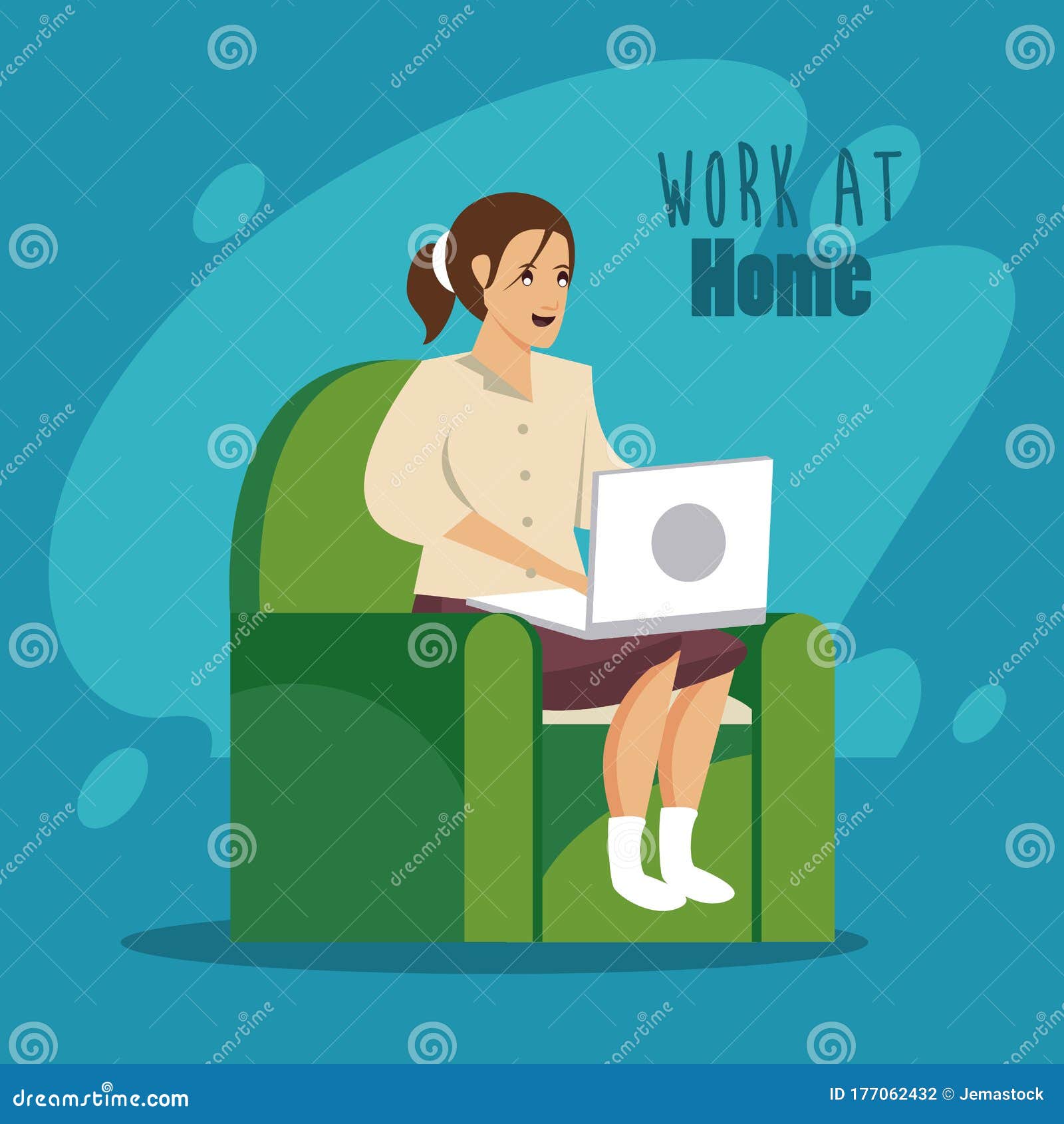 Woman Using Laptop Work at Home Stock Vector - Illustration of lady ...