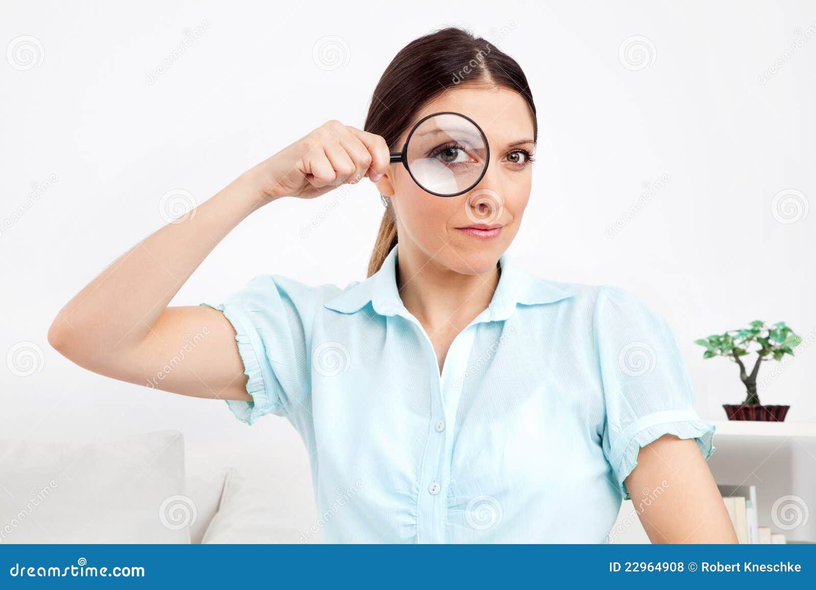 Woman Using Magnifying Glass Stock Photo - Image of monitoring ...
