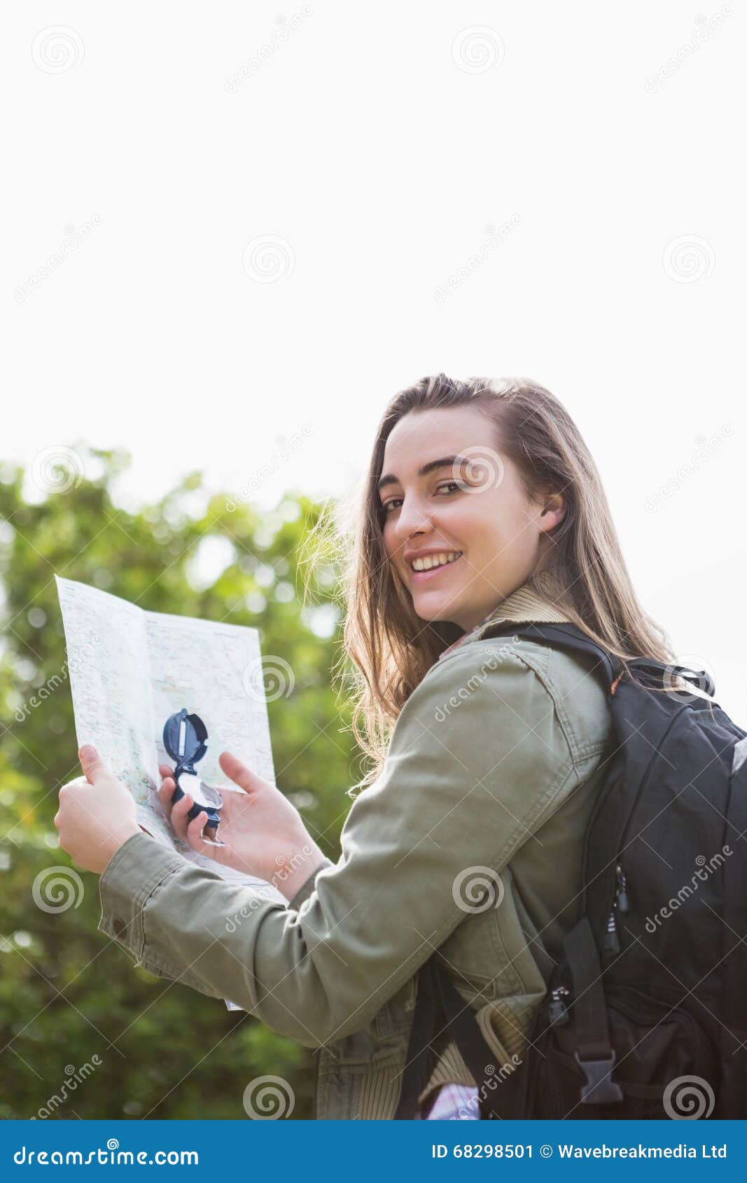 Woman Using Map and Compass Stock Image - Image of environment, nature ...