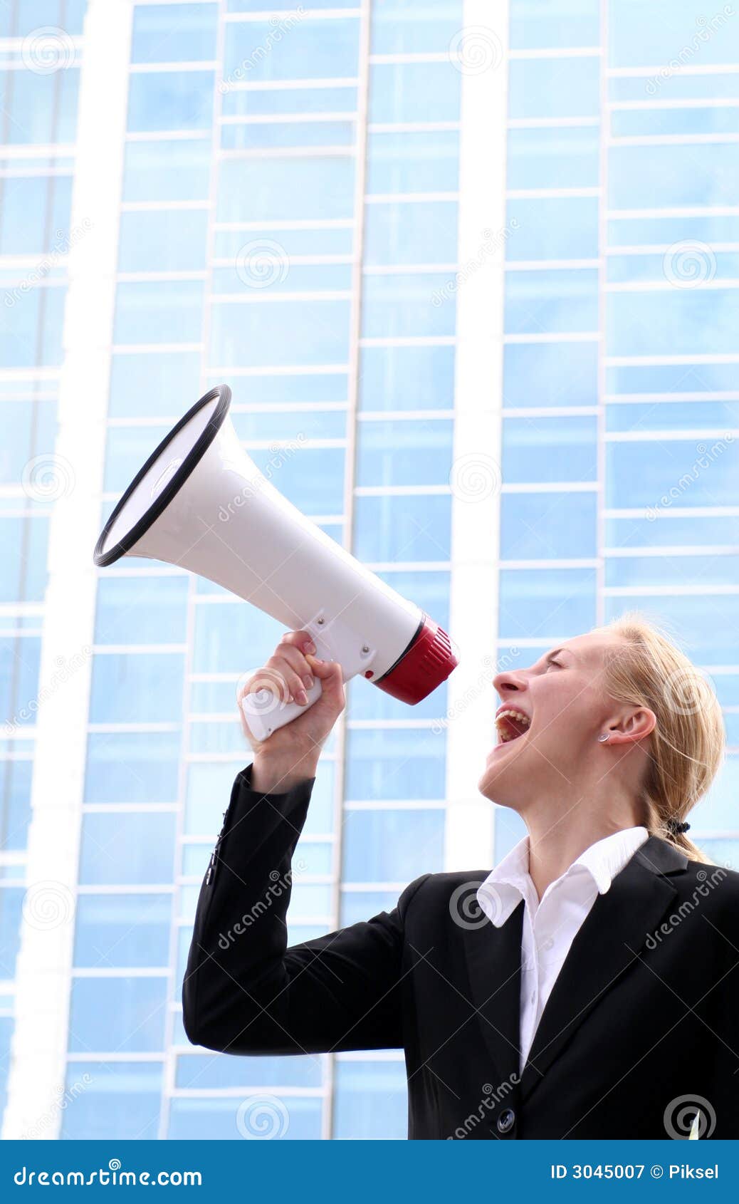 Woman using megaphone stock image. Image of noisy, holding - 3045007