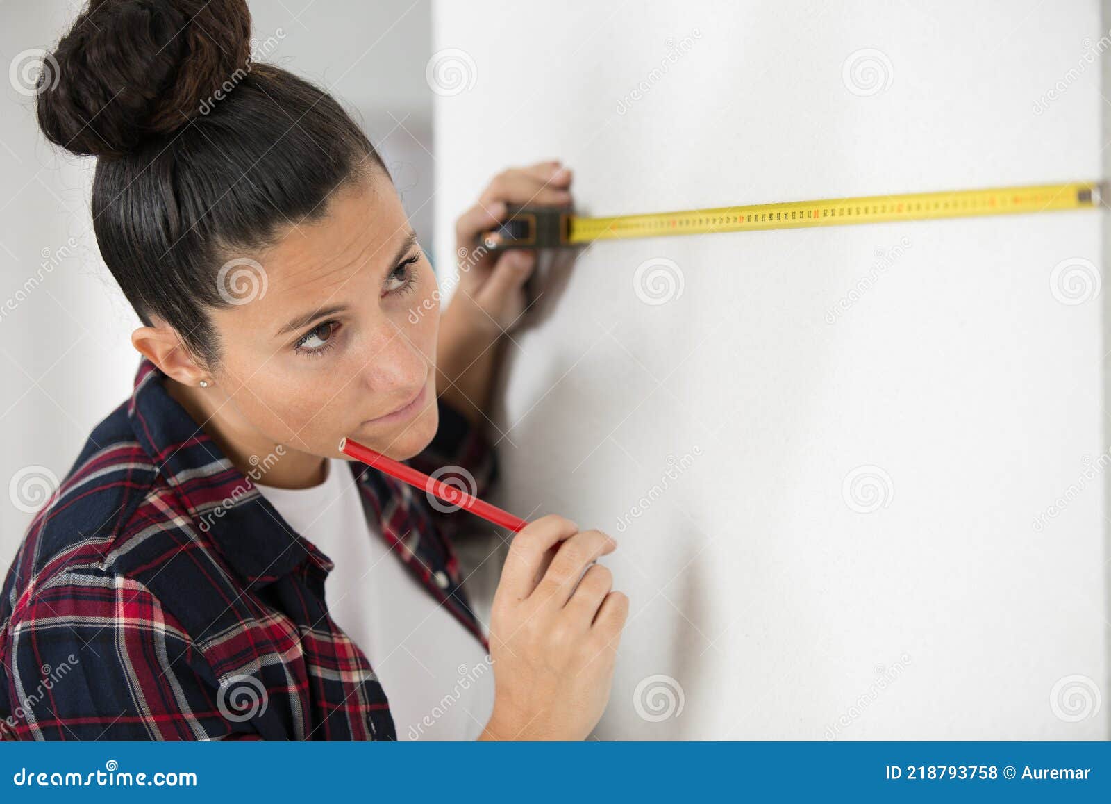 Woman using meter stock photo. Image of protective, interior - 218793758