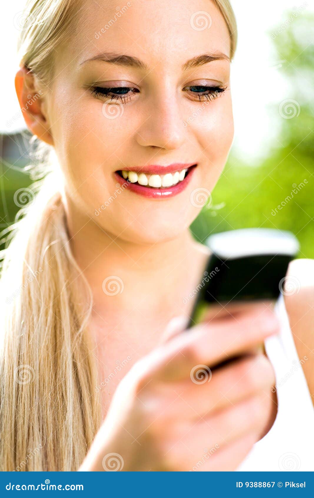 Woman Using Mobile Phone stock image. Image of telephone - 9388867