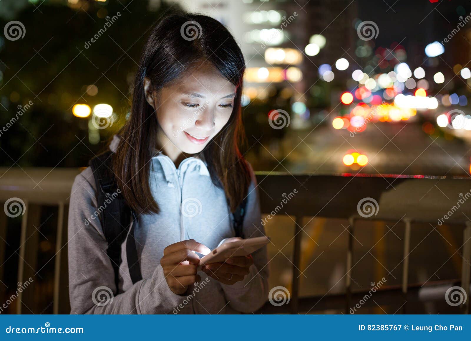 Woman Using Mobile Phone at Night Stock Image - Image of connect ...