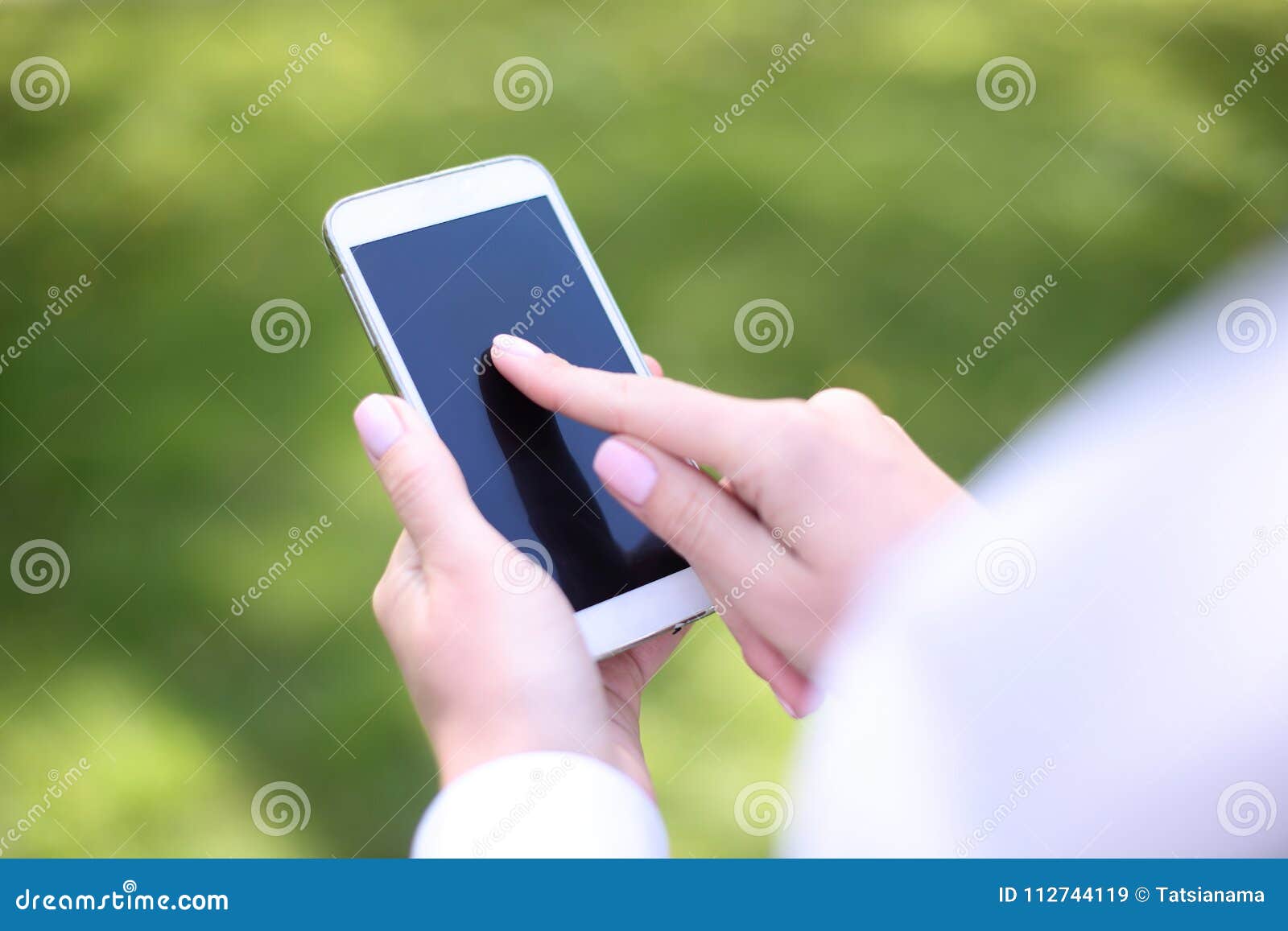 Woman Using Mobile Smart Phone in Park. Stock Image - Image of ... Woman Using Mobile Smart Phone in Park. Stock Image - Image of ...