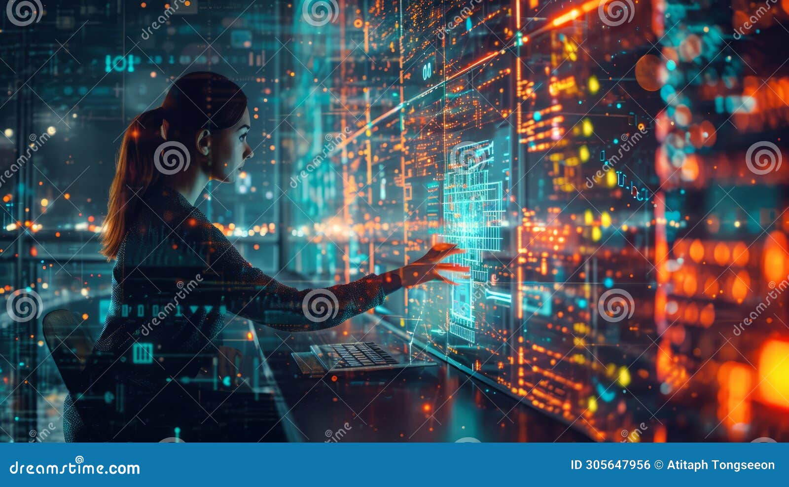 Woman Using Modern Computer Surfing the Internet, Digital Technology ...