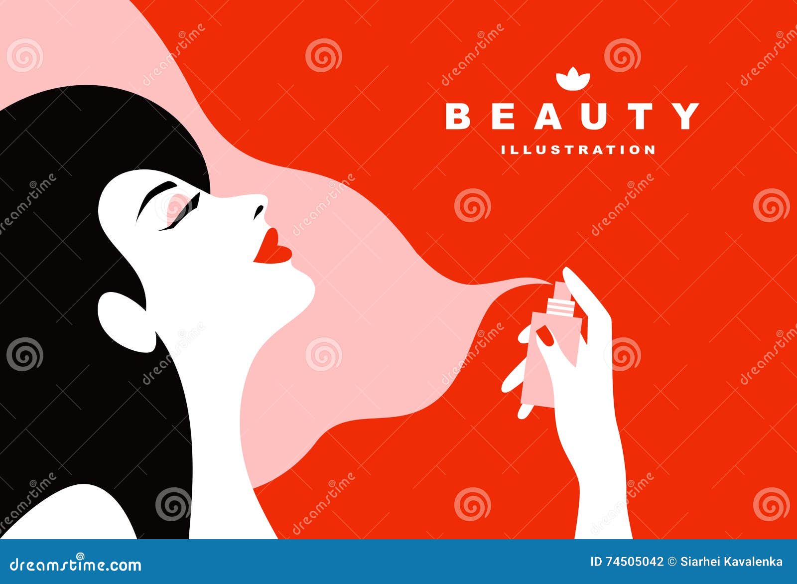 Woman Using Perfume. Flat Art Style Stock Vector - Illustration of ...
