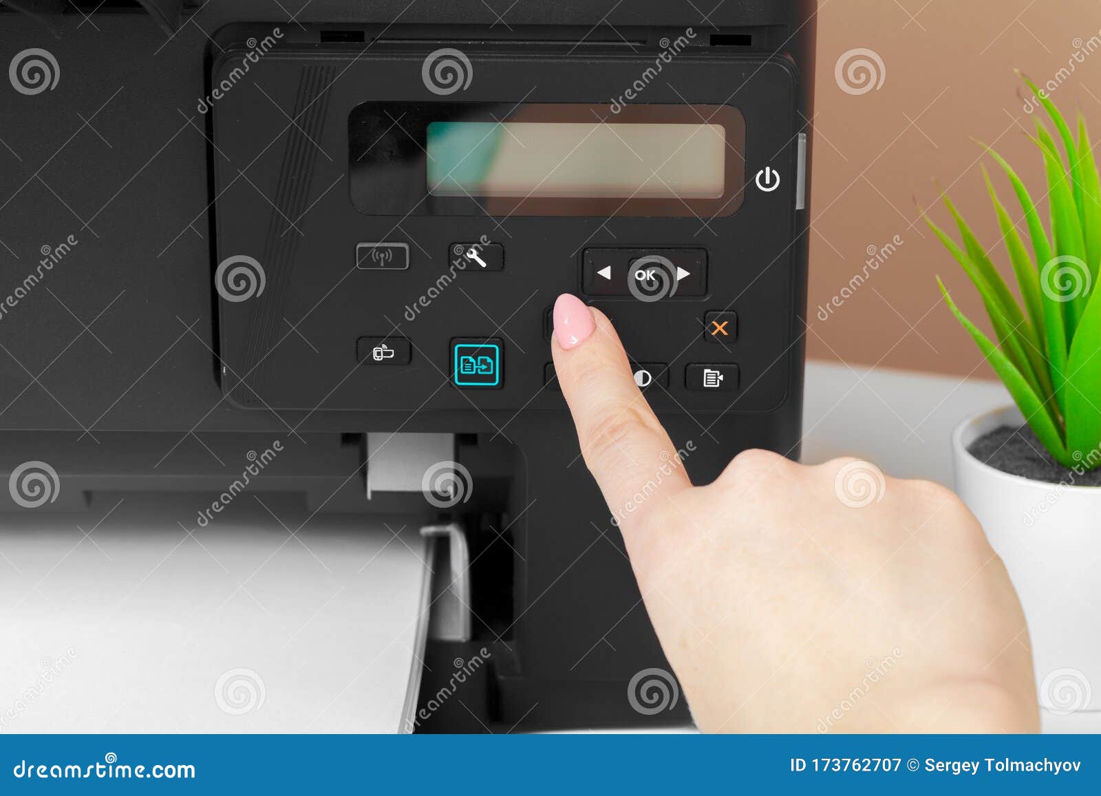 Woman Using the Printer To Scanning and Printing Document Stock Image ...