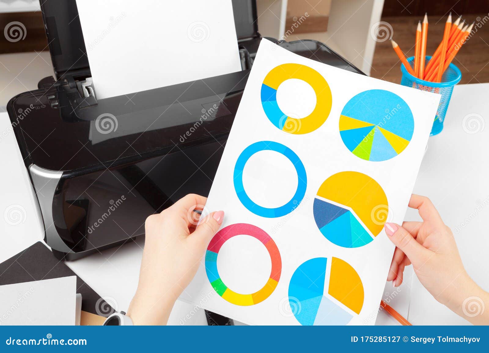 Woman Using the Printer To Scanning and Printing Document Stock Image ...
