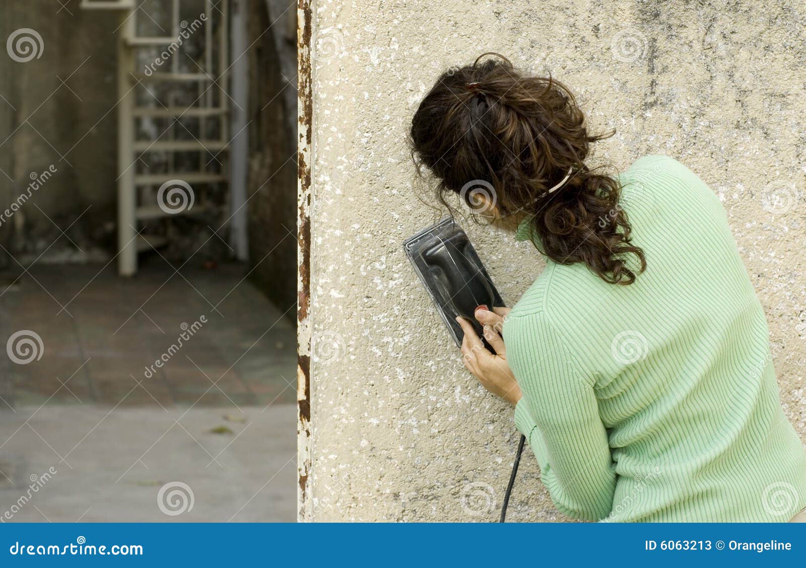 Woman Using a Sander - Horizontal Stock Image - Image of standing ...