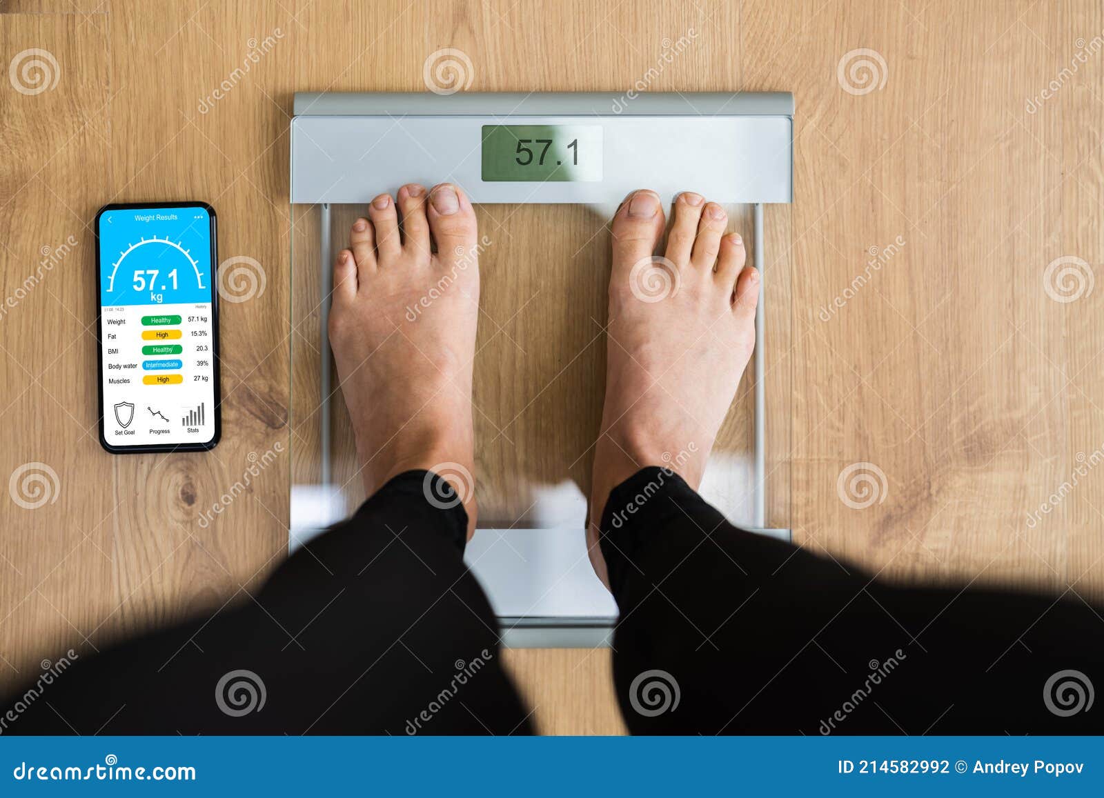 Woman Using Smart Weight Scale Tech Stock Photo - Image of measure ...
