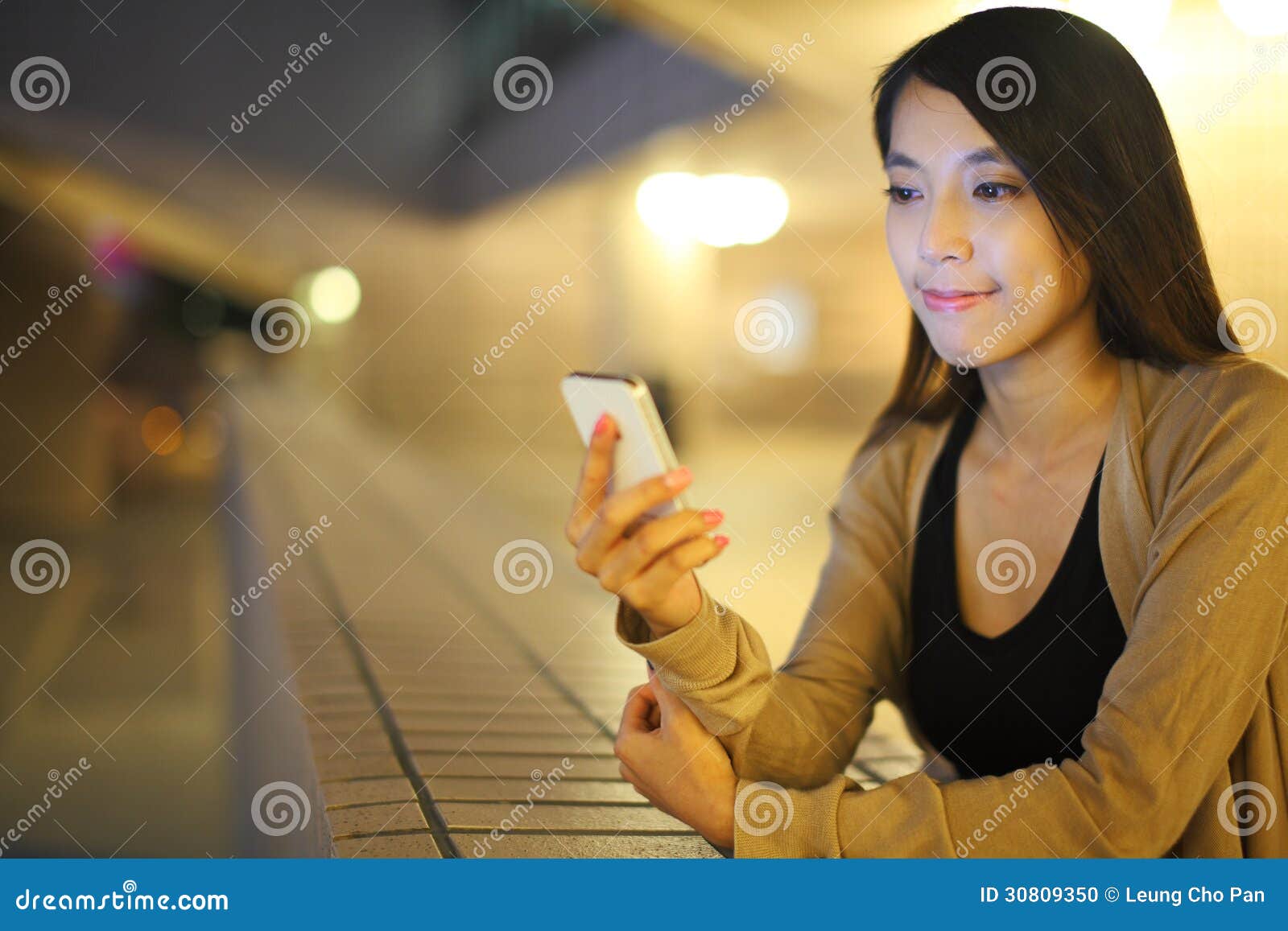 Woman Using Smartphone in City Stock Photo - Image of happy, china ...