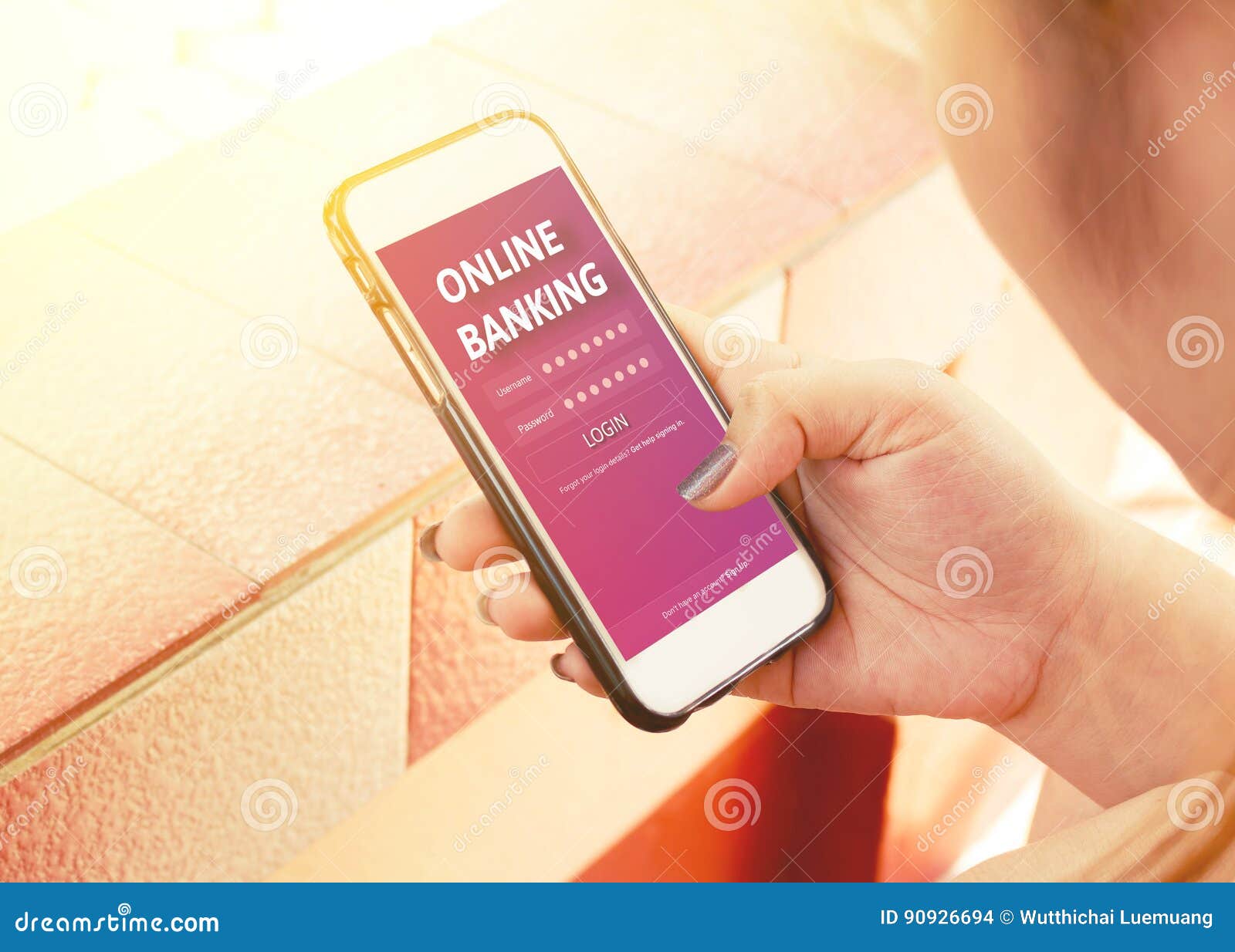 Woman Using Smartphone with Online Banking. Stock Photo - Image of ...