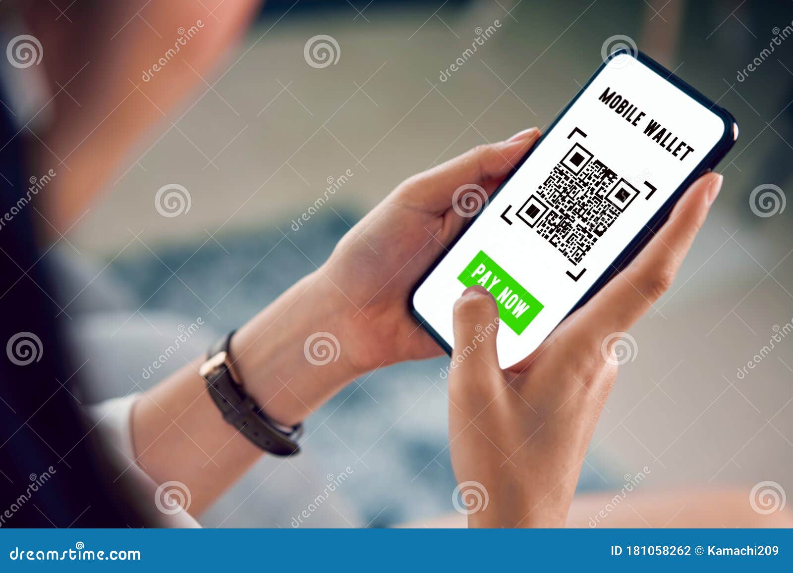Woman Using Smartphone for Qr Code Payment Mobile Banking on ...