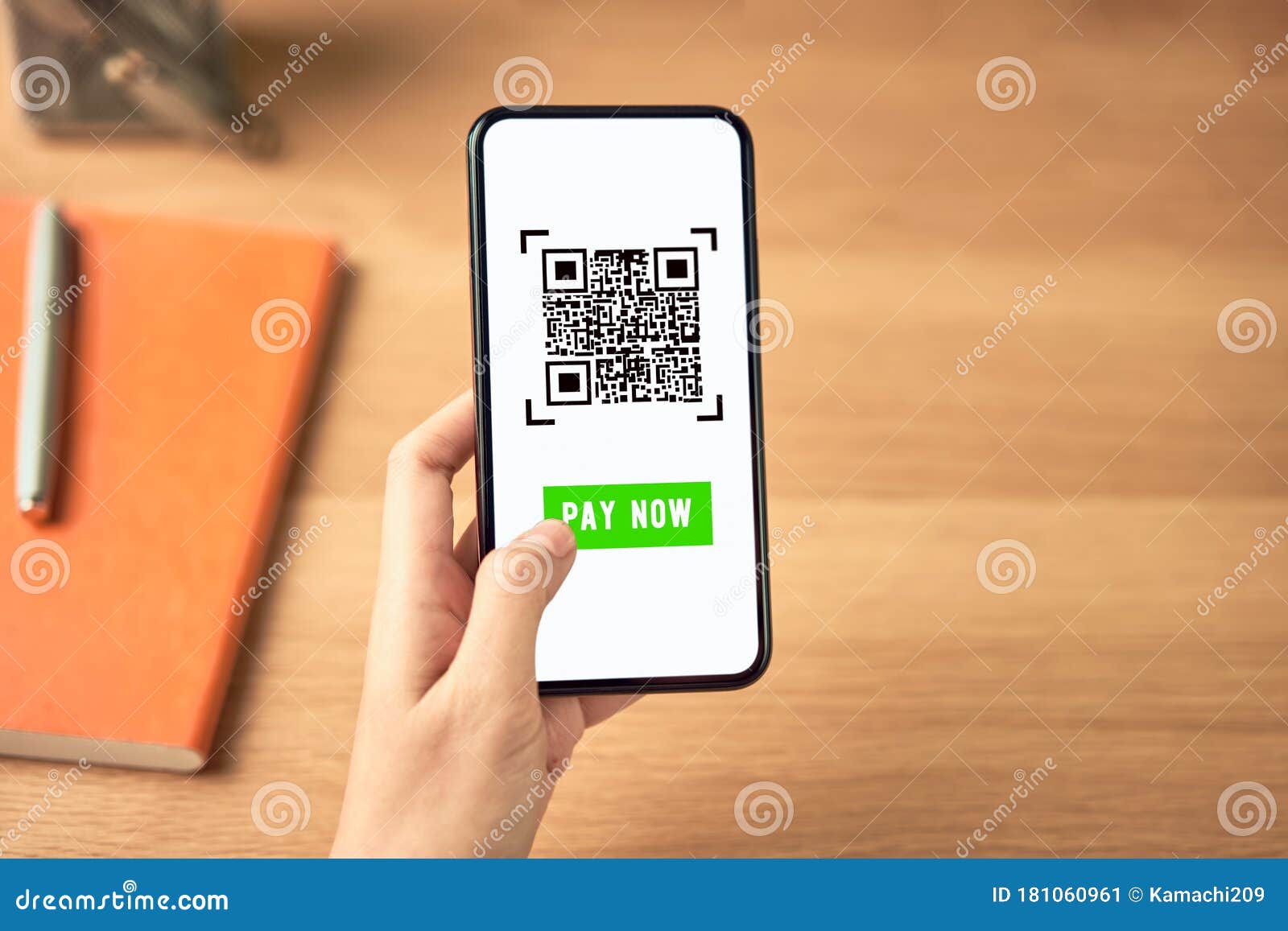 Qr Code Payment. Digital Mobile Smart Phone With Qr Code Scanner On ...